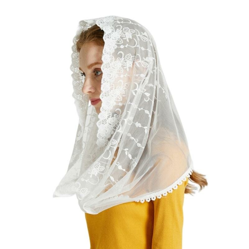 Мантилья Вуаль Католическая Церковь Вышивка Кружево Часовня Месса Покрытие Головы Латинская, Белый