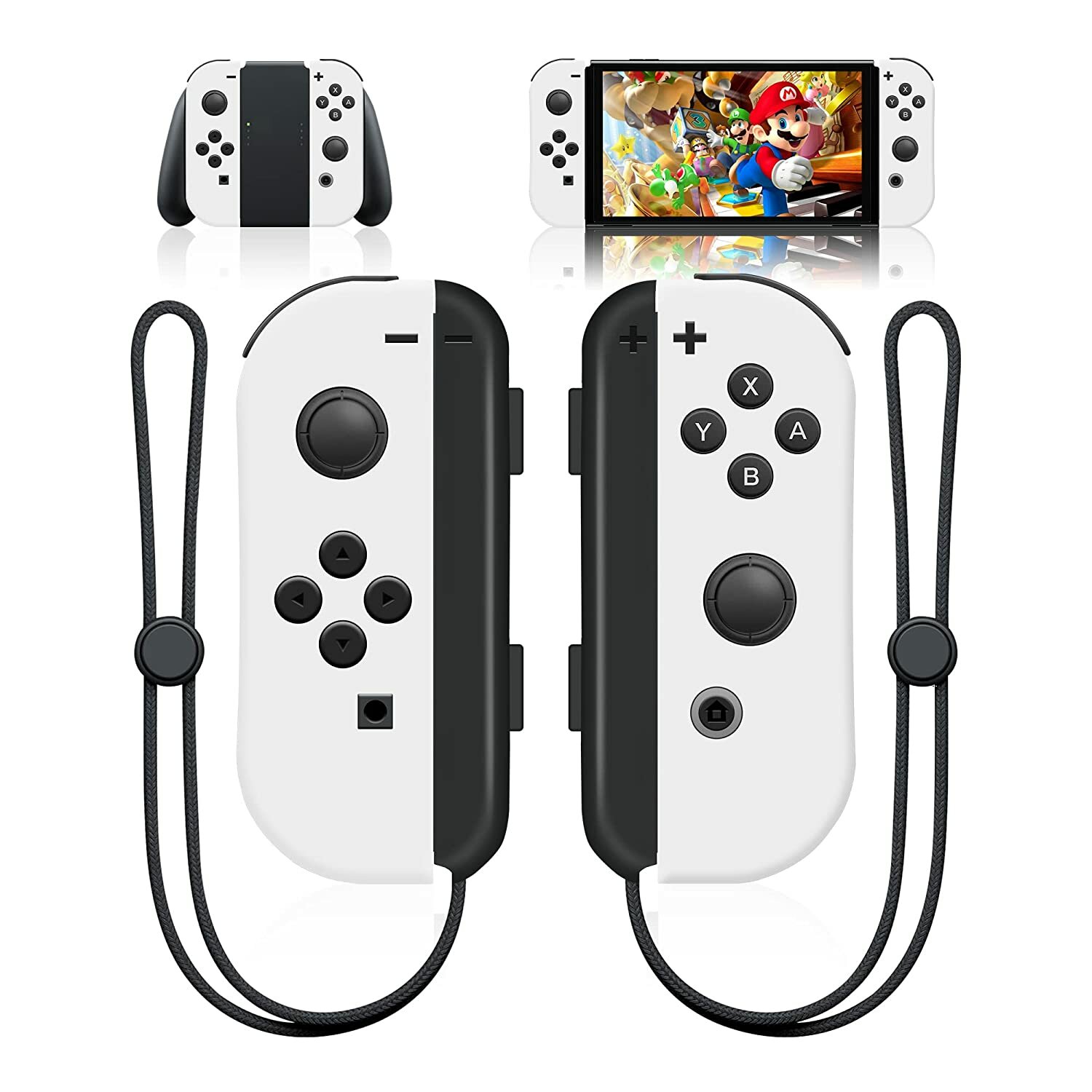 Джойстик Joy Con для Nintendo Switch/Lite/OLED, беспроводной контроллер замена Joycon, L/R контроллеры для Switch с поддержкой двойного вибрации/функции пробуждения/движения (Белый), совместимость с платформами, материал ABS, вес 157г с коробкой, цвет
