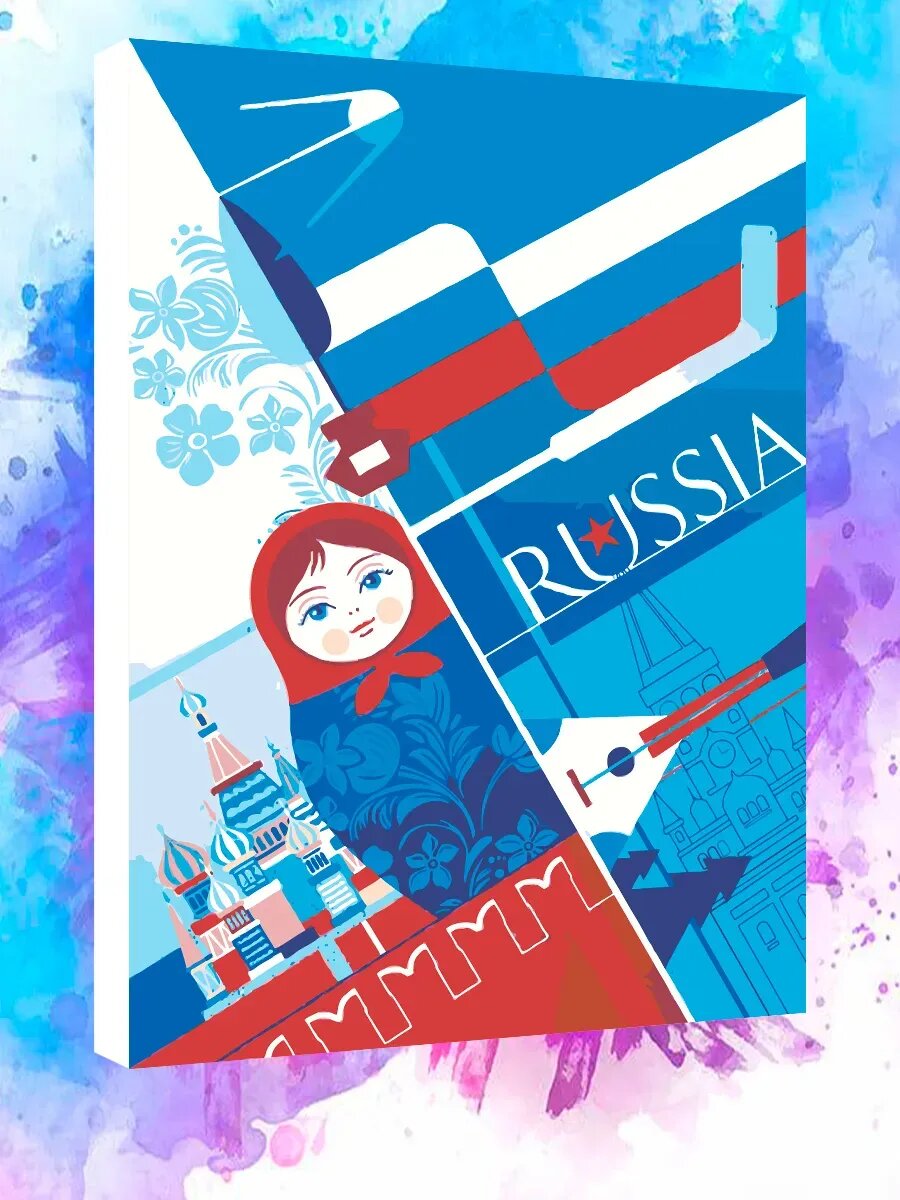 Картина по номерам Матрешка Россия Флаг Кремль