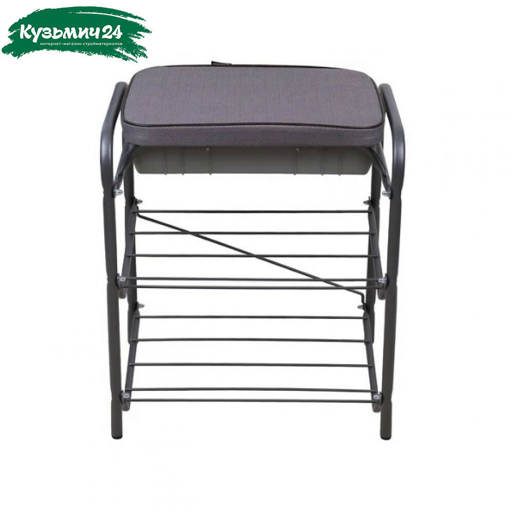 Банкетка для обуви Nika Haushalt НБ1/Н, 2 полки, с мягким сиденьем, елочка 44x33x51.6 см