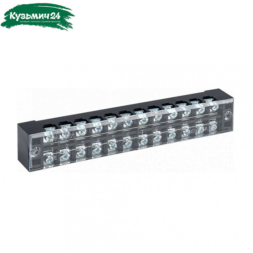 Колодка клеммная EKF TB-2512 до 2.5 кв. мм, 12 пар, 25 А, термопласт, черная