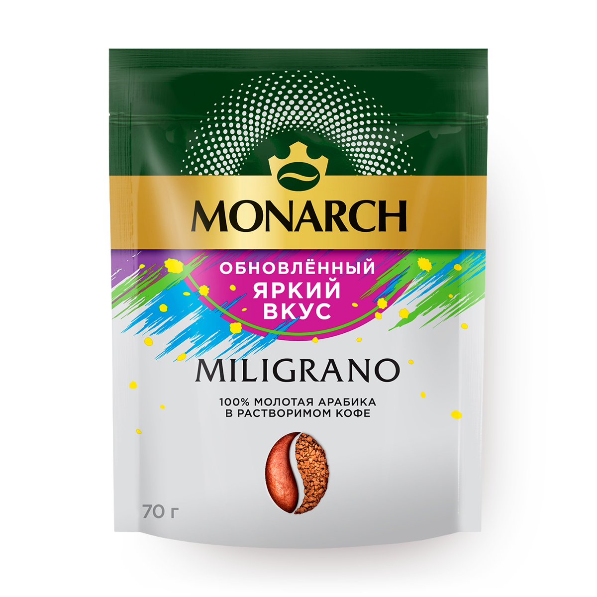 Кофе Monarch Miligrano, растворимый, арабика, сублимированный, дой-пак, 70 г