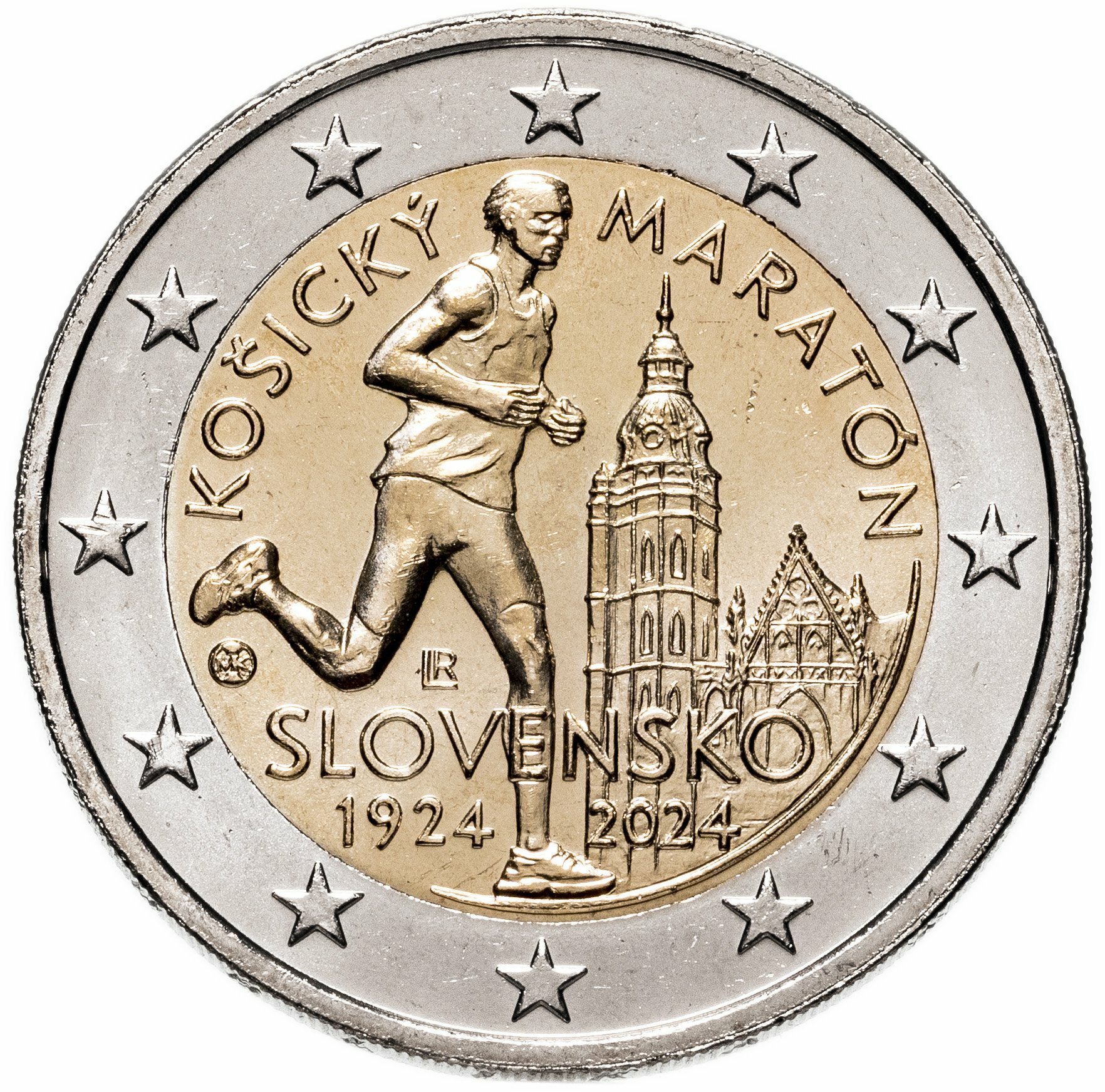 Словакия 2 евро 2024 "Марафон", Биметалл, в сохранности UNC