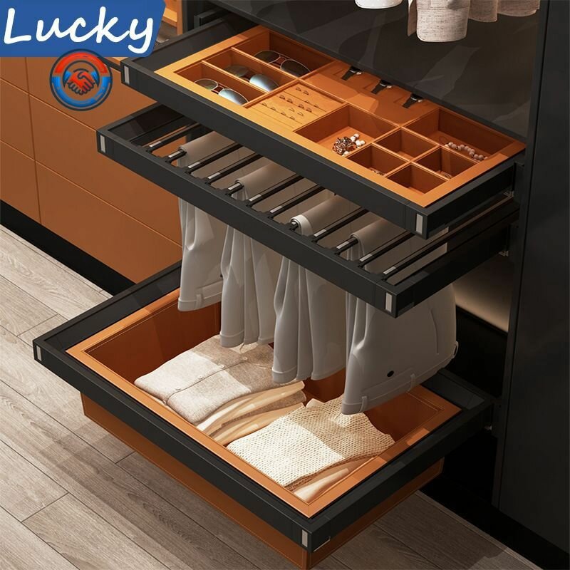 Выдвижная полка-коробка для хранения украшений и аксессуаров, система шкафа гардеробной, доводчик, минималистичный органайзер