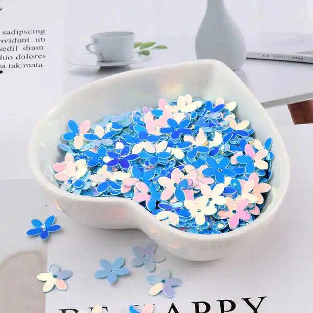 Золотые/матовые цветочные блестки ПВХ Lucky Sewing JG Light Blue