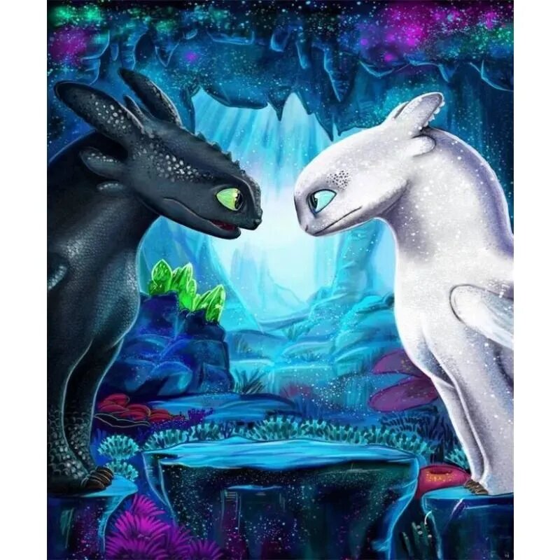 Алмазная Мозаика "Как Приручить Своего Дракона" 40х50 См Алмазная Вышивка / Картина Стразами Подарков / Украшения