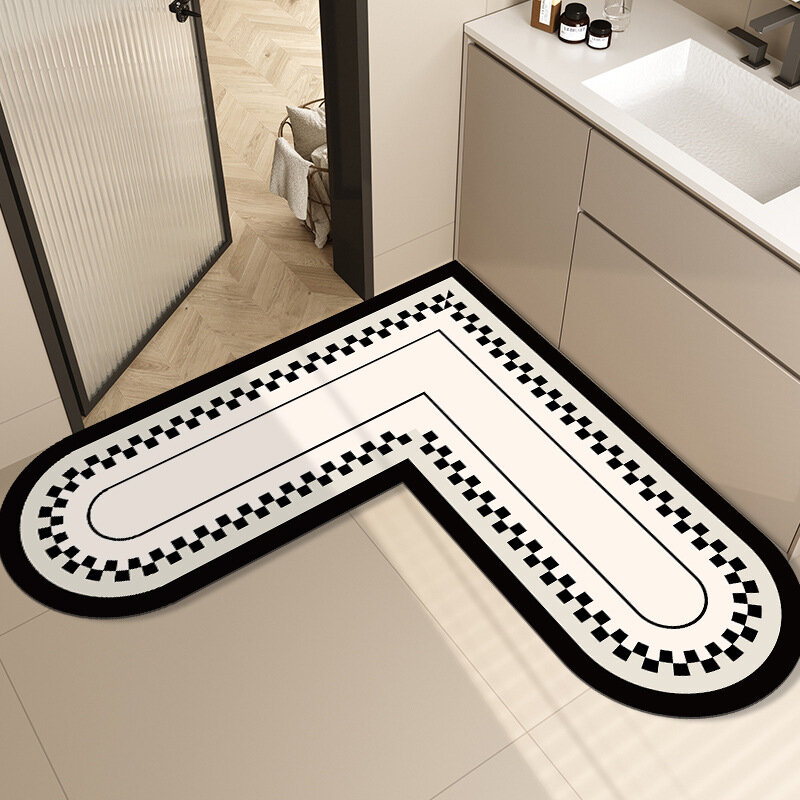 Угловой коврик для ванной, сухая зона у раковины, специальный впитывающий коврик, L-образный, нескользящий, новый многофункциональный материал 2024 года