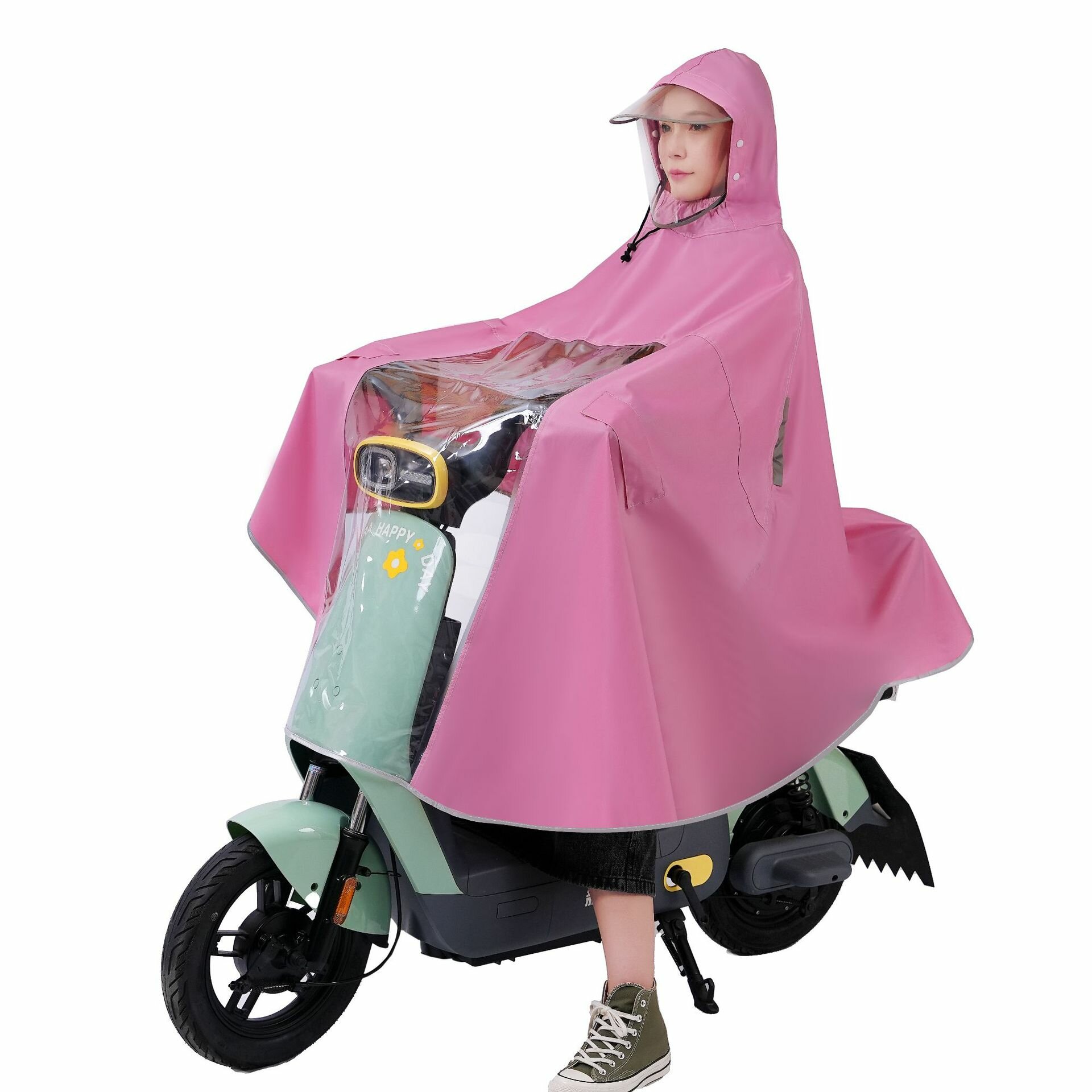 Дождевик для электросамоката, утолщенный и удлиненный, с чехлом для ног, из оксфордской ткани, с отражающим дождевиком и видимой приборной панелью для электросамоката на одного человека