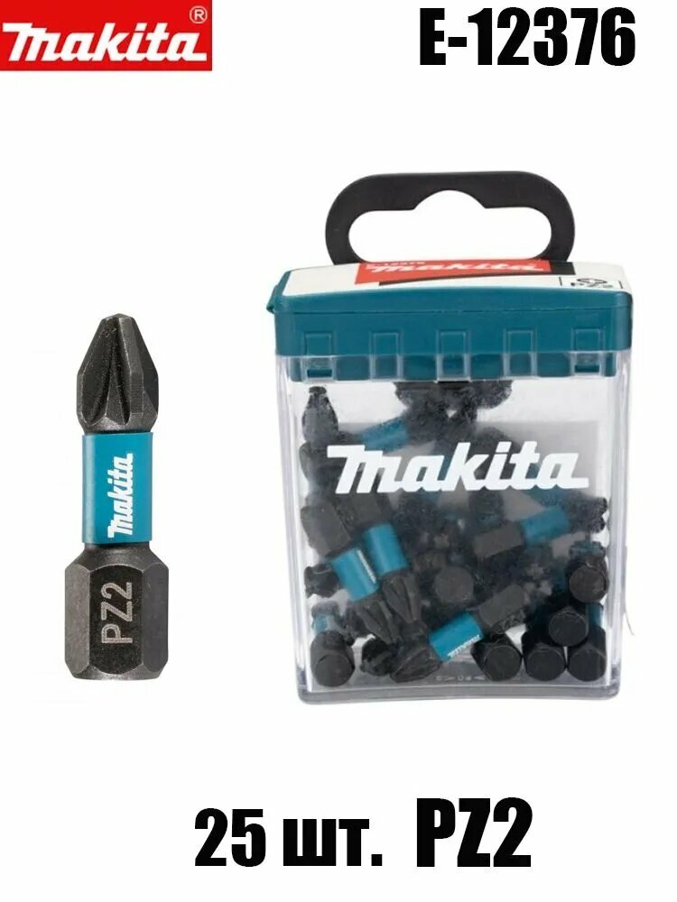 Биты для ударной отвертки Makita E-12376 25 мм PZ2 черного цвета (25 шт. в упаковке)