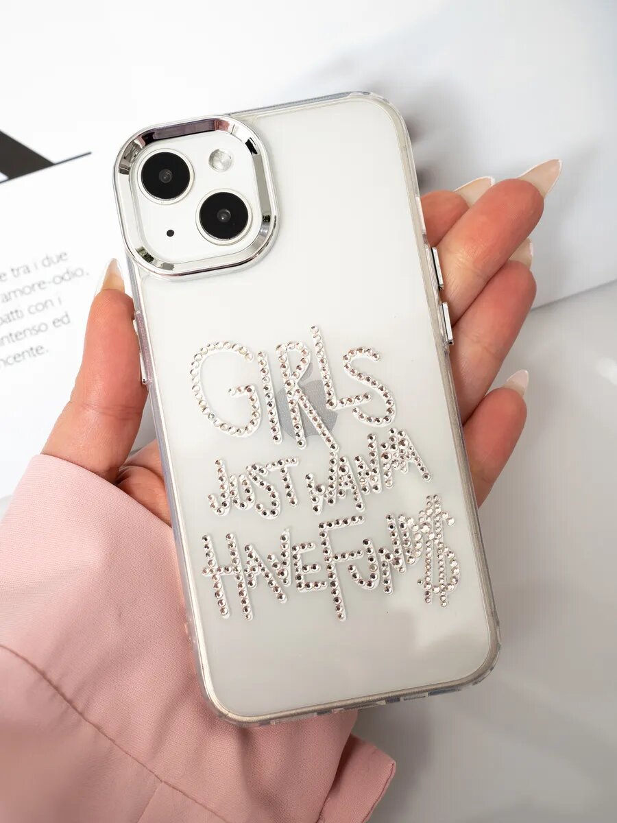 Чехол О'кейси, для iPhone 13, со стразами, прозрачный/серебристый