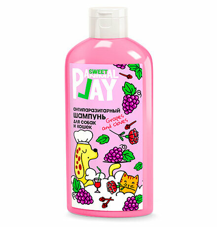 Шампунь Энимал Плей для собак и кошек Антипаразитарный Виноград и Гвоздика 300 мл