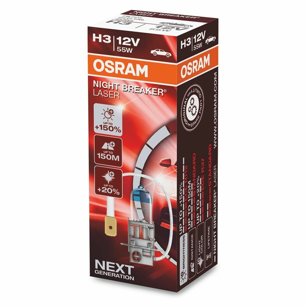 Лампа OSRAM NIGHT BREAKER LASER 64151NL H3 PK22s 12 В 55Вт 4200K