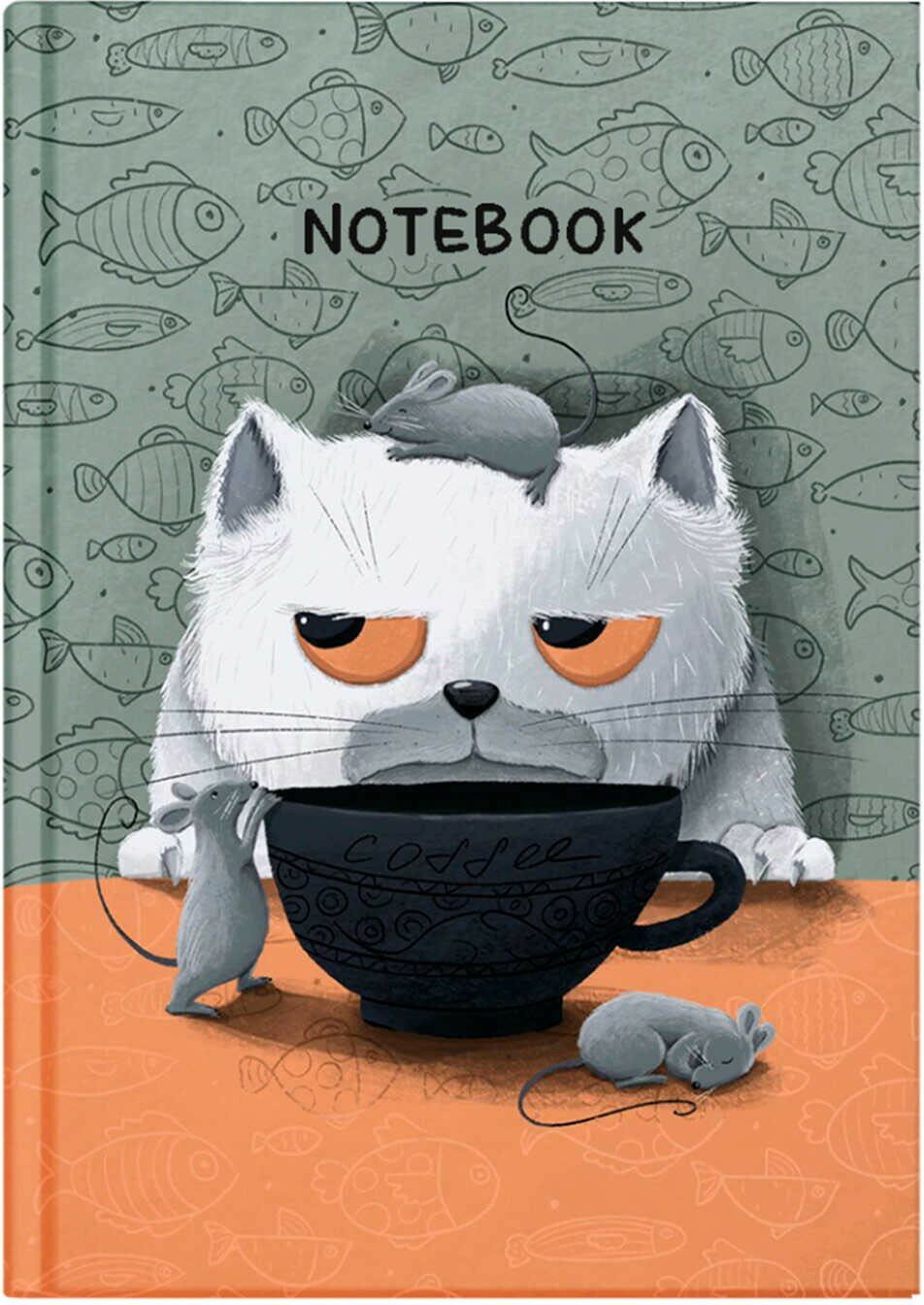 Записная книжка Грустный кот, 80 листов, клетка