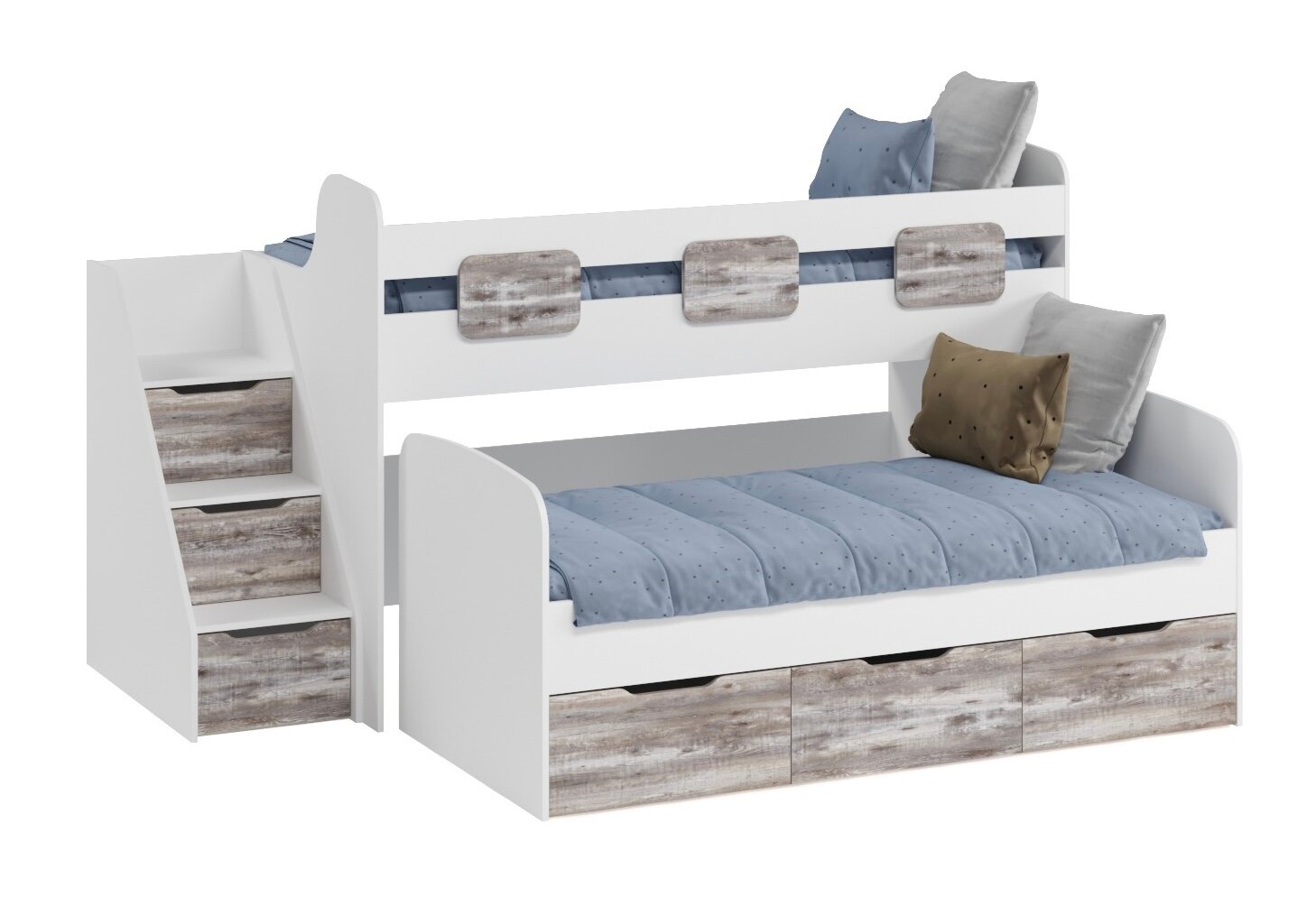 Кровать двухъярусная 190х90 Городок (бетон пайн + белый)