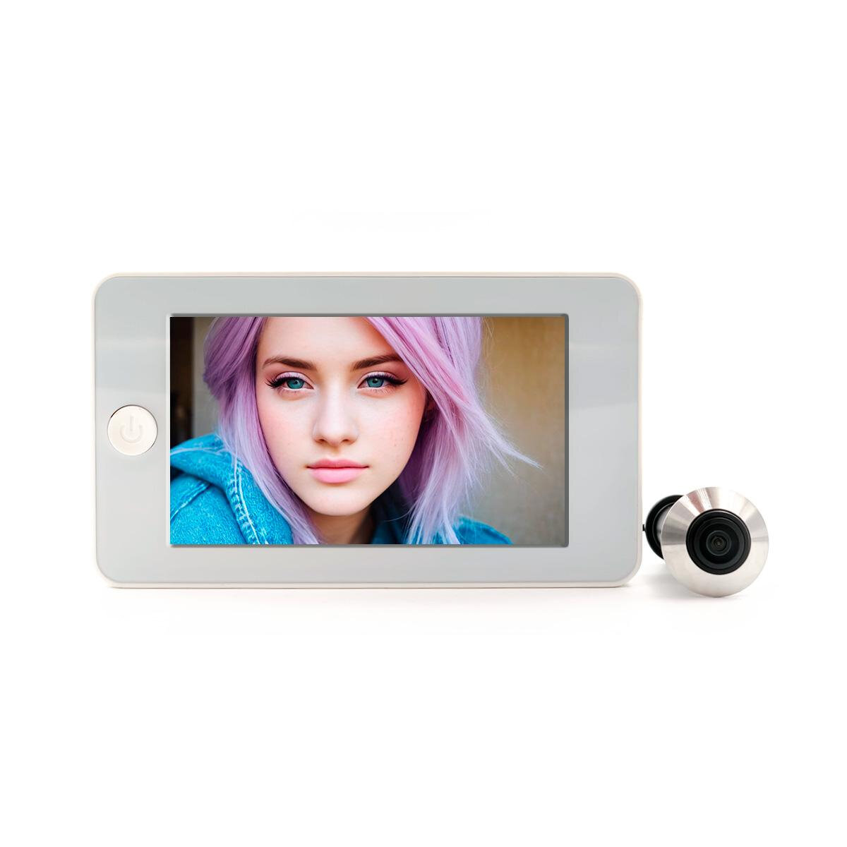 Дверной видеоглазок Ай Хоум глаз (W) (C80602VD) в виде обычного глазка с углом 160 град, монитор 4,3 дюйма. Видеоглазок с цветным монитором.