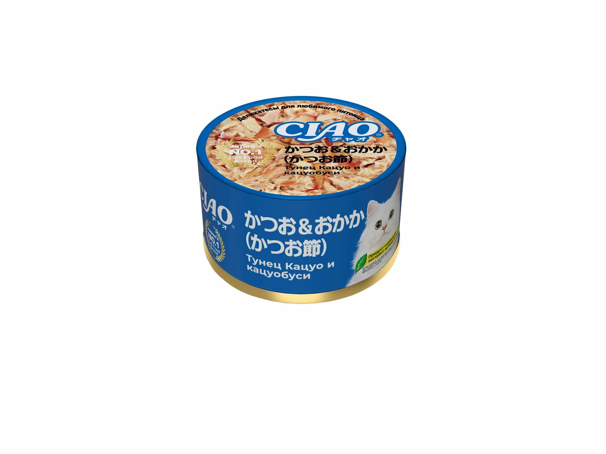 INABA CIAO Корм влажный для кошек can Тунец Кацуо и кацуобуси 85г*6шт(510гр.)