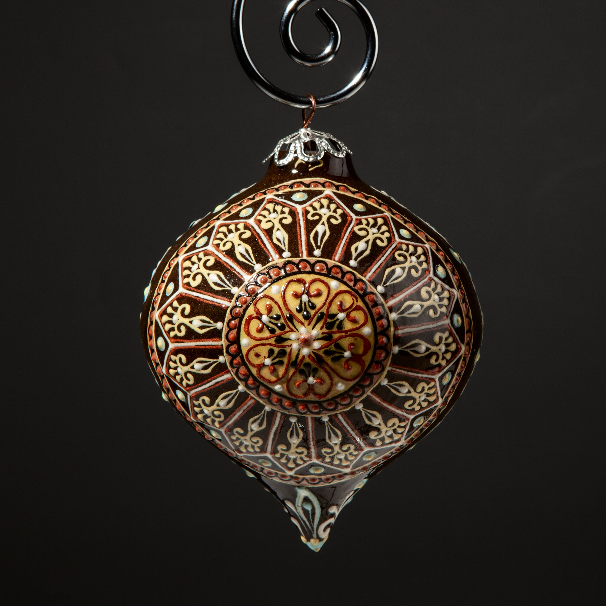 Елочная игрушка "Луковица", керамика, ручная роспись, разноцветная