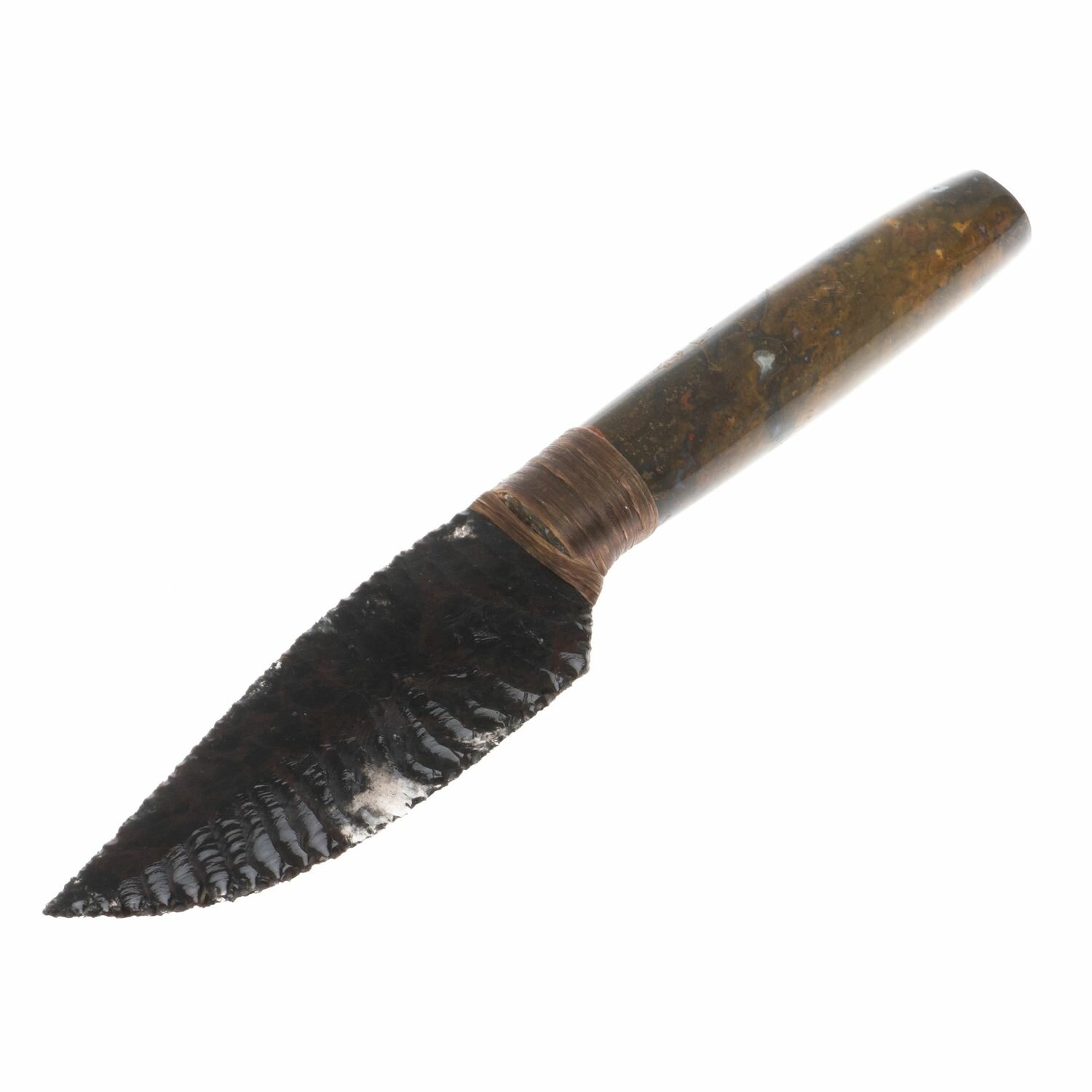 Нож из обсидиана и зеленой яшмы 26х4х2,5 см 128739