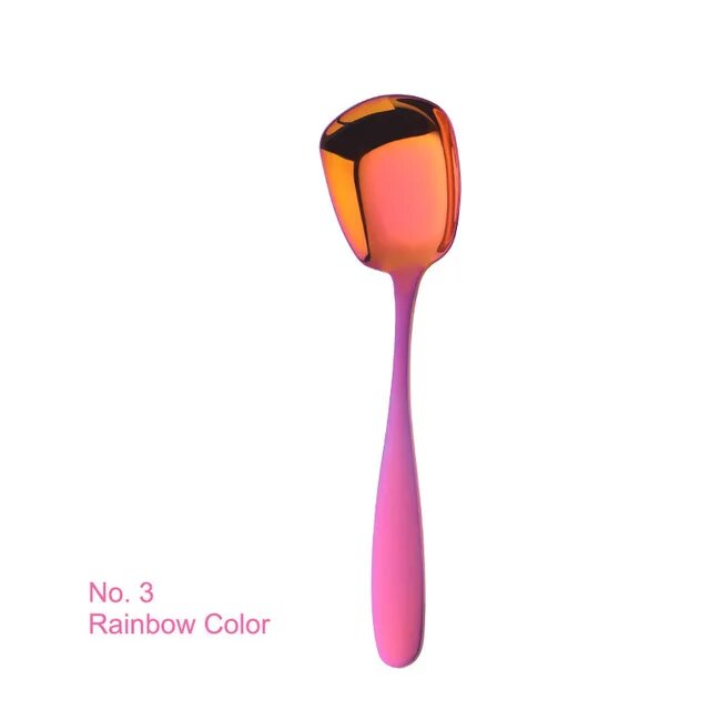 Квадратная ложка из нержавеющей стали для риса Розовый, Rainbow Red, S 3.9x15.2(cm)