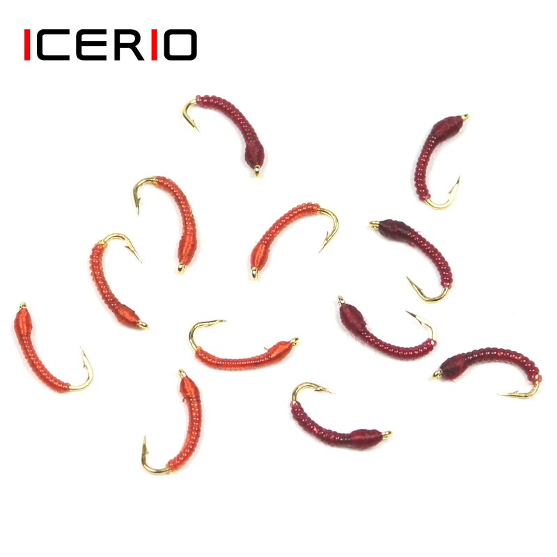 ICERIO Мушки для рыбалки классические нимфы личинки 6 шт. #14 Red 6pcs