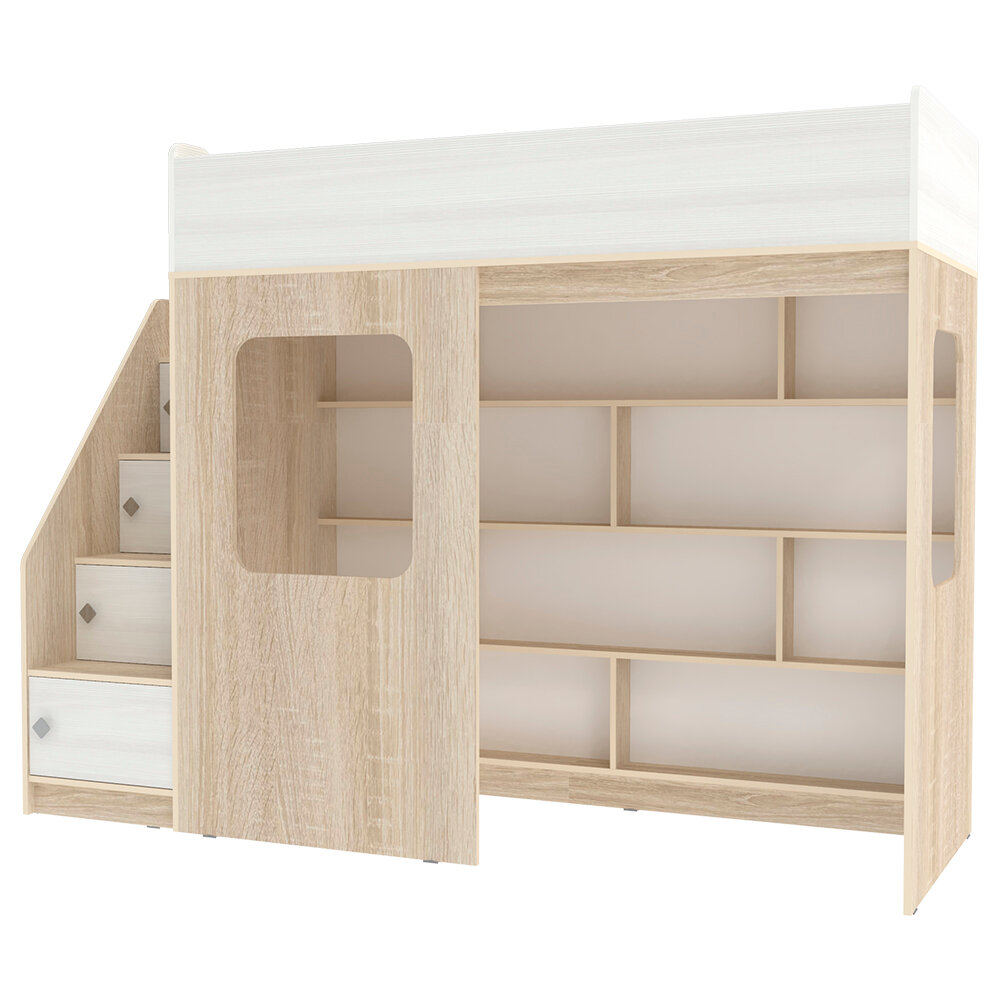 Кровать чердак Л-С604.3 75x175 Дуб Сонома Белое Дерево