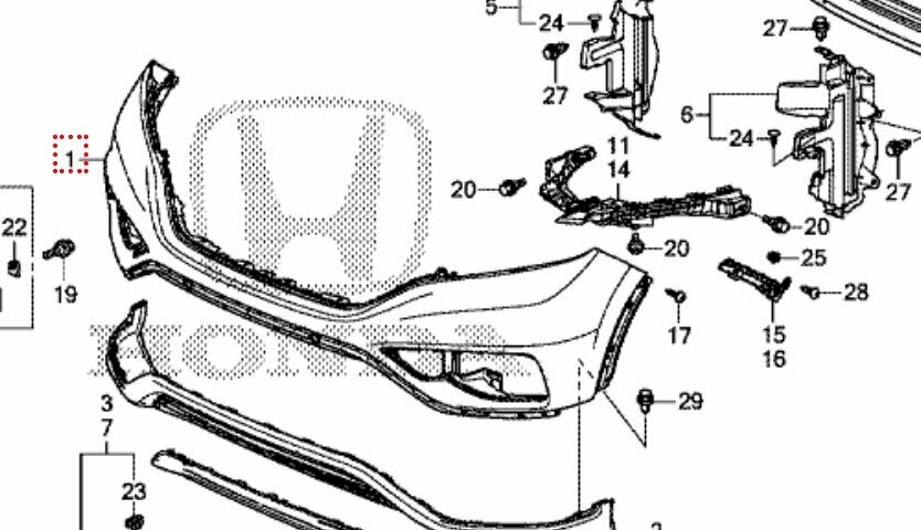 Бампер передний для Honda CR-V IV USA (под покраску); Артикул Honda: 04711T1WA91ZZ (Оригинал)