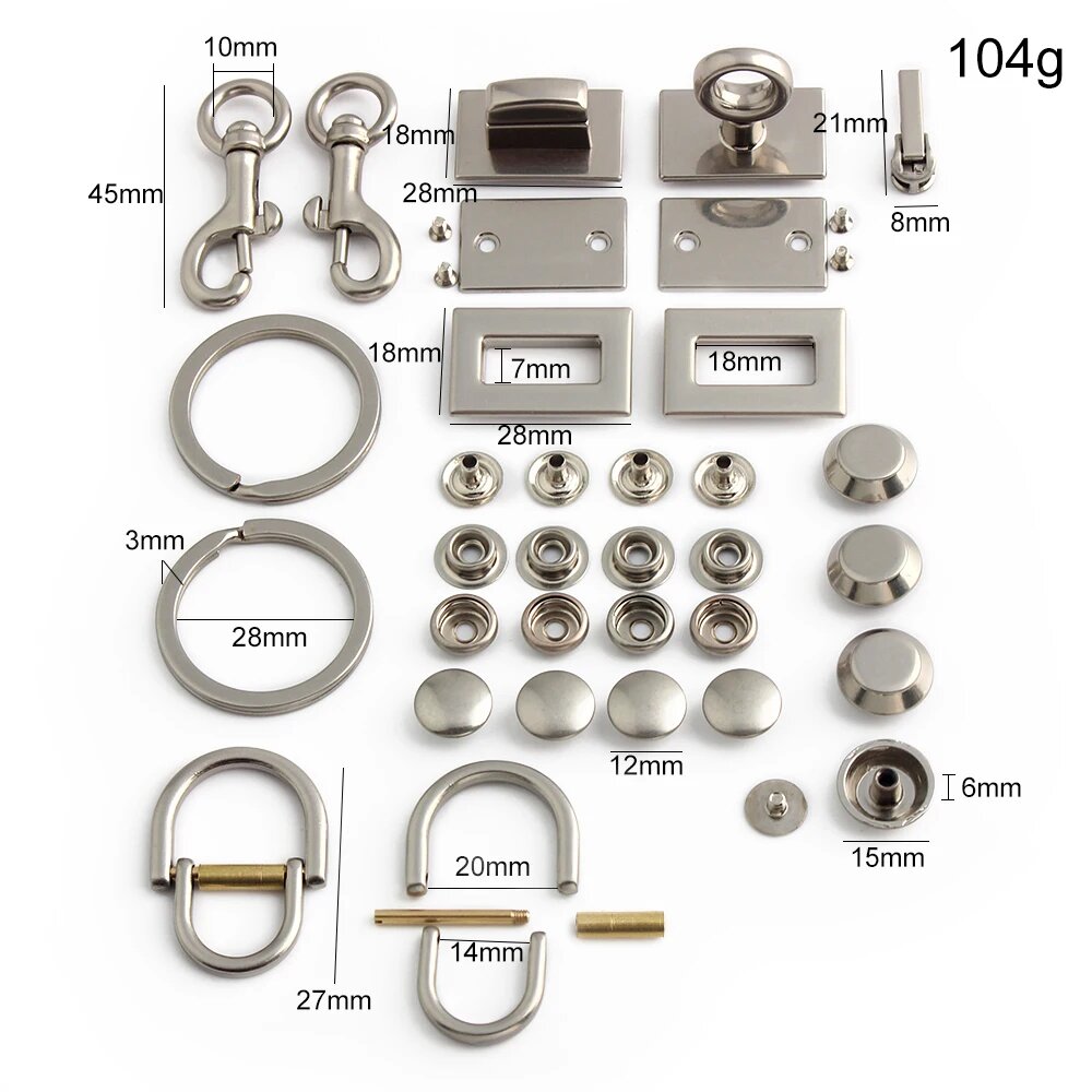 1/5/10 комплектов, роскошный замок для сумки, заклепки, винты, крючки для сумки, сумки, люверсы, замок, поворотный замок, съемник на молнии, аксессуары для головы 5 sets, Num1 Dull silver
