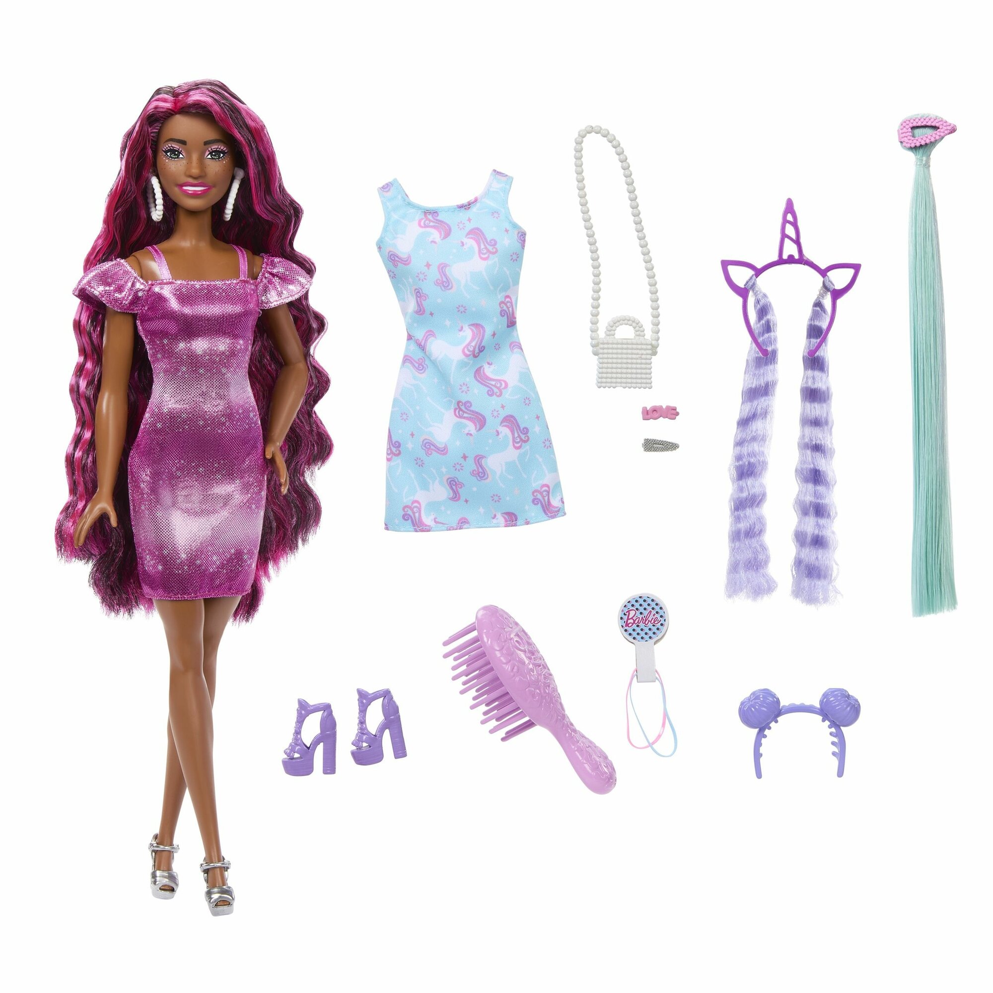 Кукла Mattel Barbie - Кукла с очень длинными волосами в блестящим розовым платьем - Барби JDC86