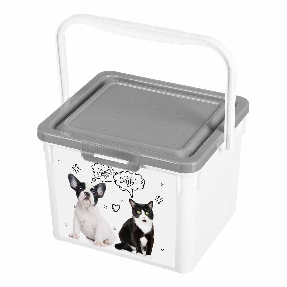 Контейнер для корма С декором LUCKY PET 5,3Л (Серый)+ мерная ложка