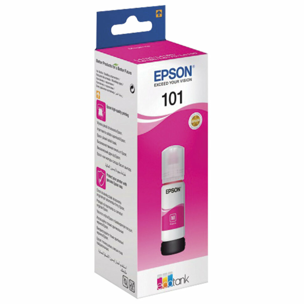 Чернила EPSON 101 (T03V34) для СНПЧ L4150/ L4160/ L6160/ L6170/ L6190, пурпурные, оригинальные, C13T03V34A, 363025