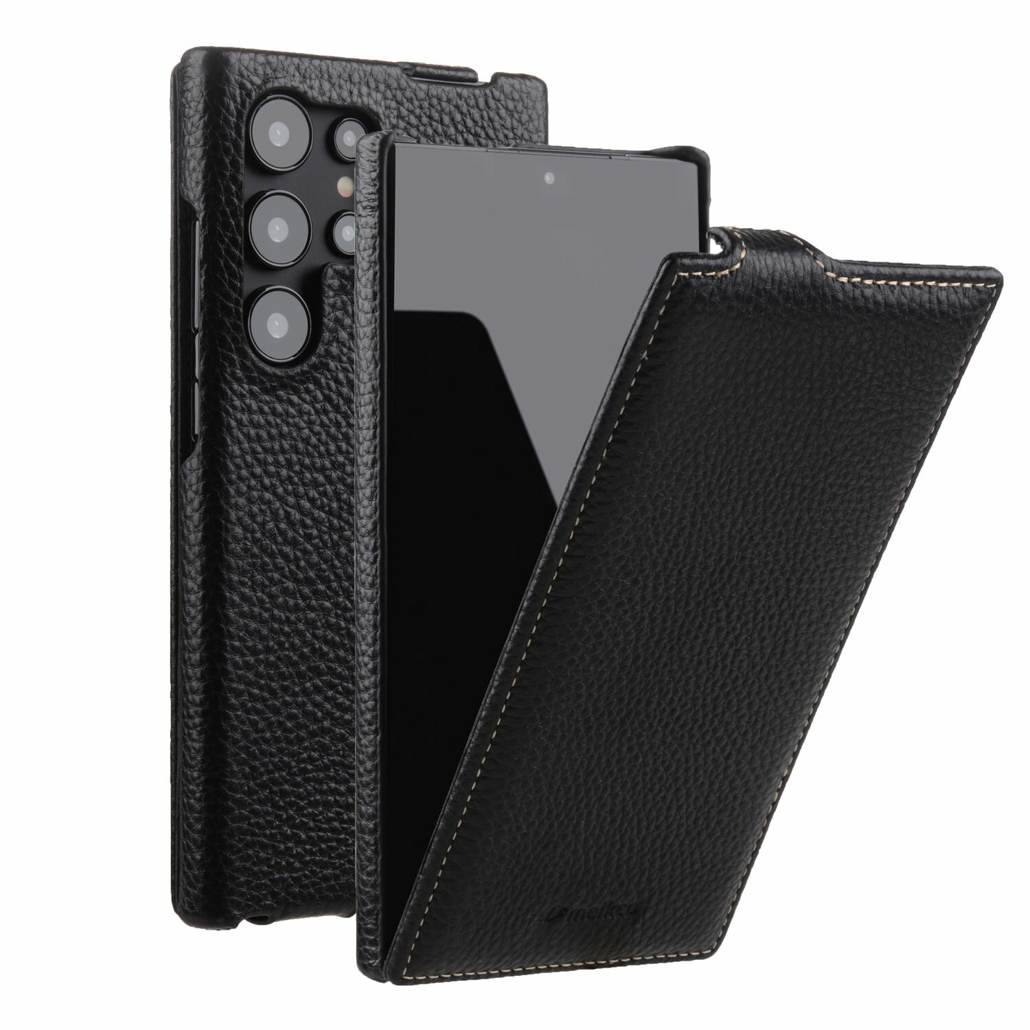 Кожаный чехол флип Melkco Jacka Type для Samsung Galaxy S25 Ultra, черный