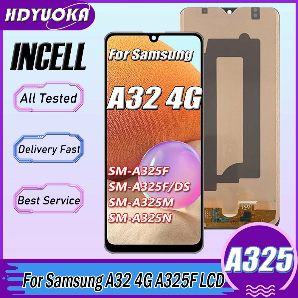 ЖК-дисплей 6,4 дюймов QX INCELL для Samsung A32 4G A325F A325F/DS A325M, ЖК-дисплей с рамкой, сенсорный экран, дигитайзер в сборе, замена