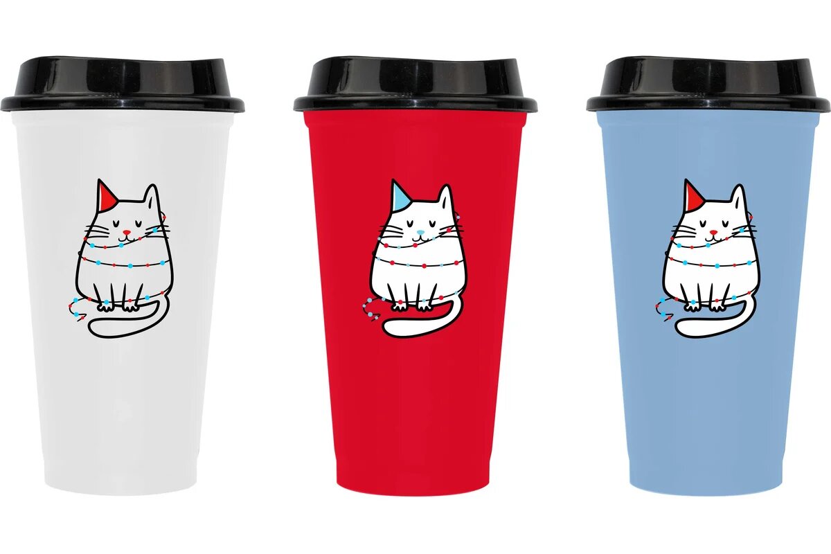 WOWBOTTLES Стакан тамблер Котик в гирлянде 400 мл ассорти KK0677 яркий детский дизайн