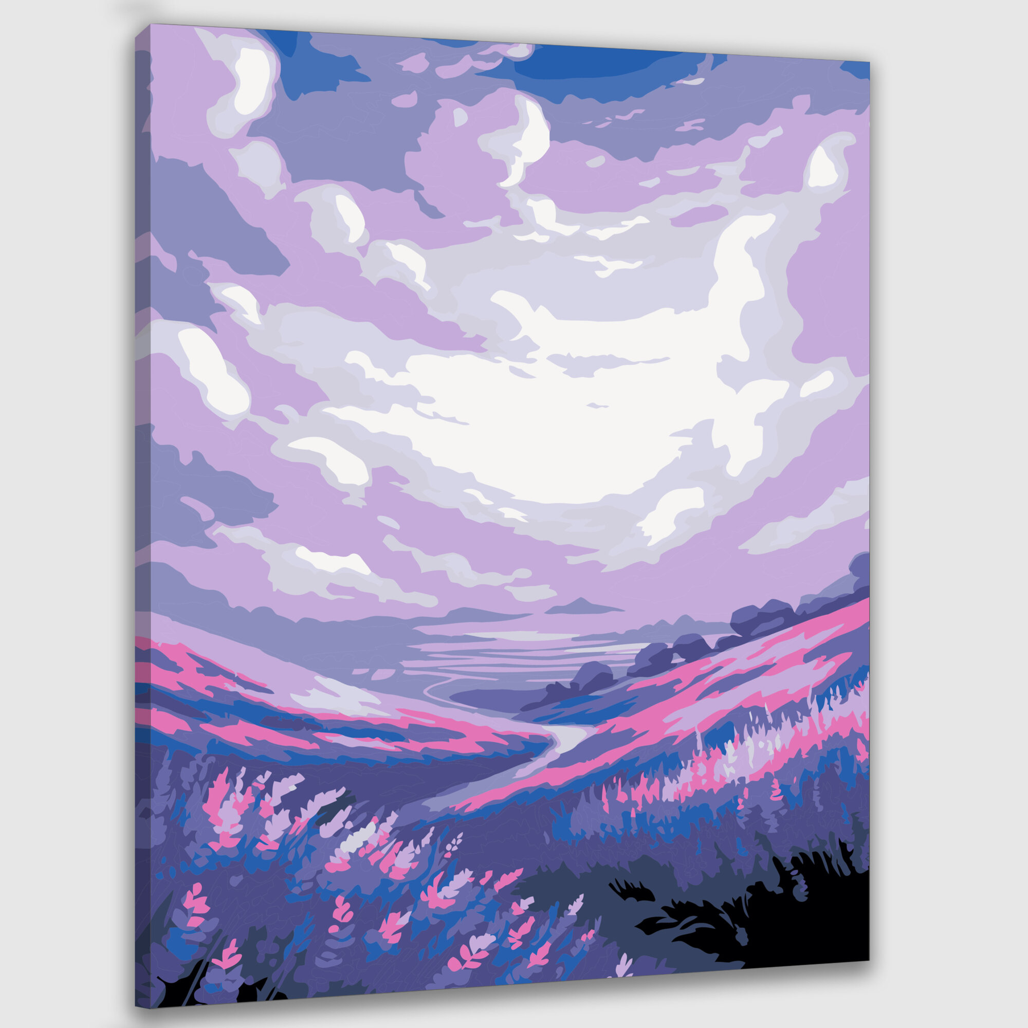 Картина по номерам 40x50 см, ланшафт, поле, лаванда, фотография, цвета, фиолетовые оттенки, безмятежное настроение