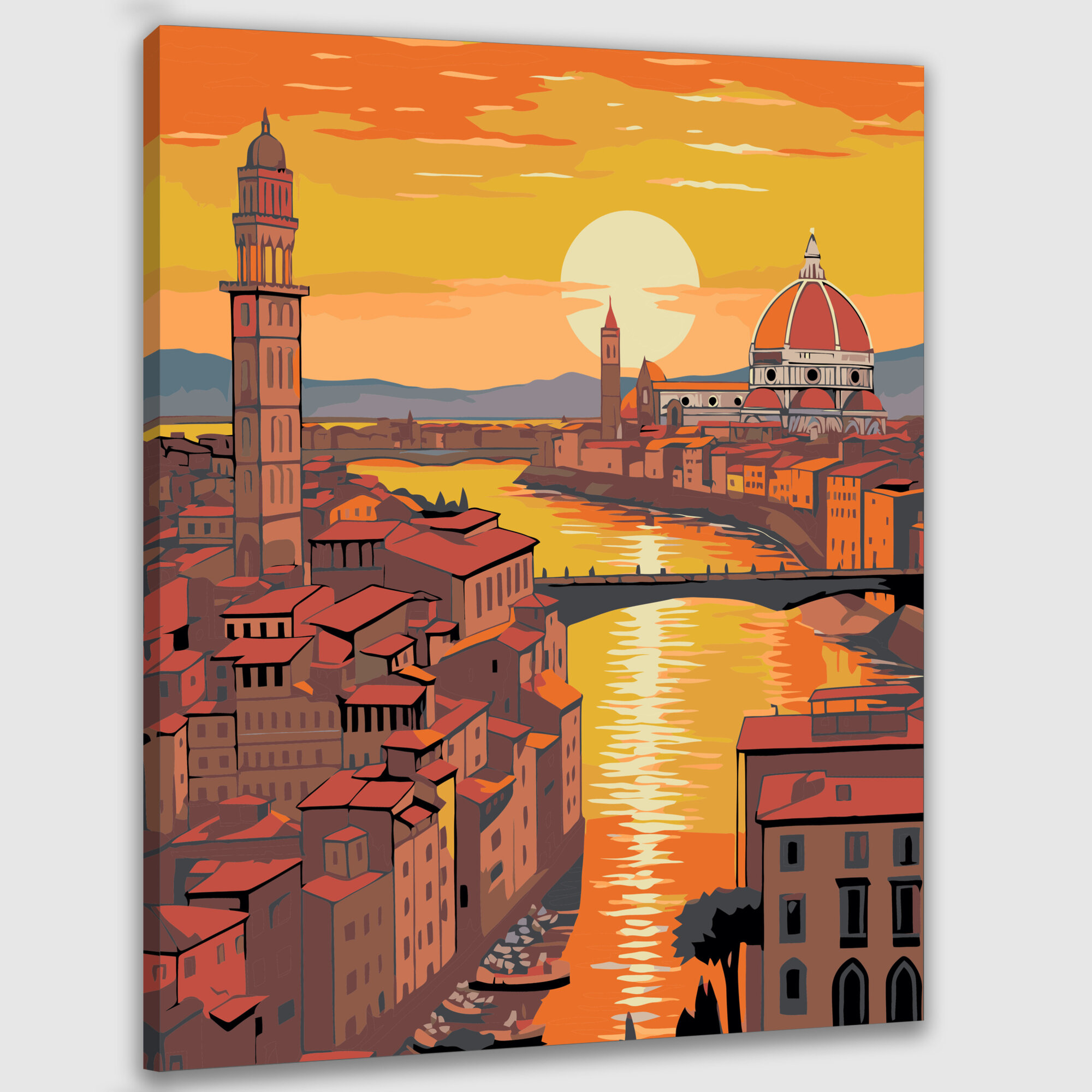 Картина по номерам 40x50 см, картина, масло, Ренессанс, Флоренция, городской пейзаж, Флорентийский собор, купол