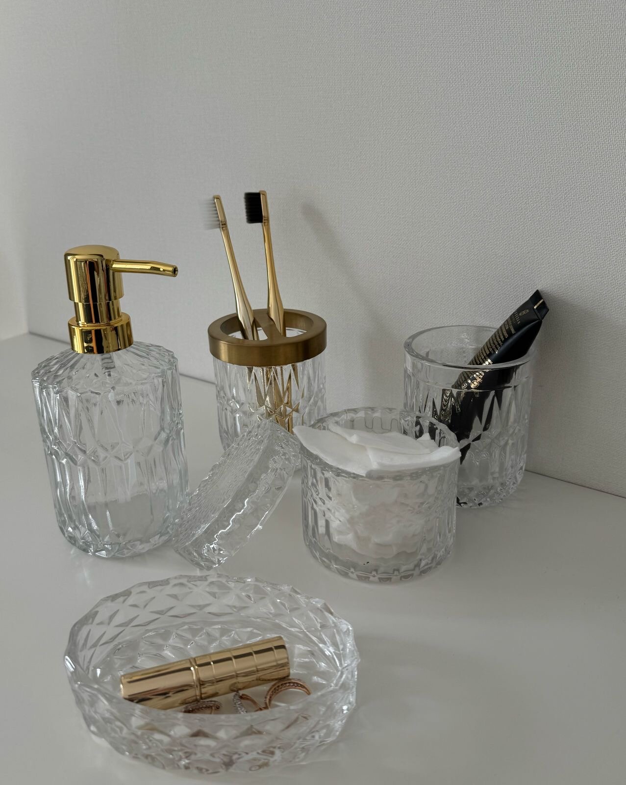 Набор аксессуаров для ванной комнаты, 5 предметов, стекло