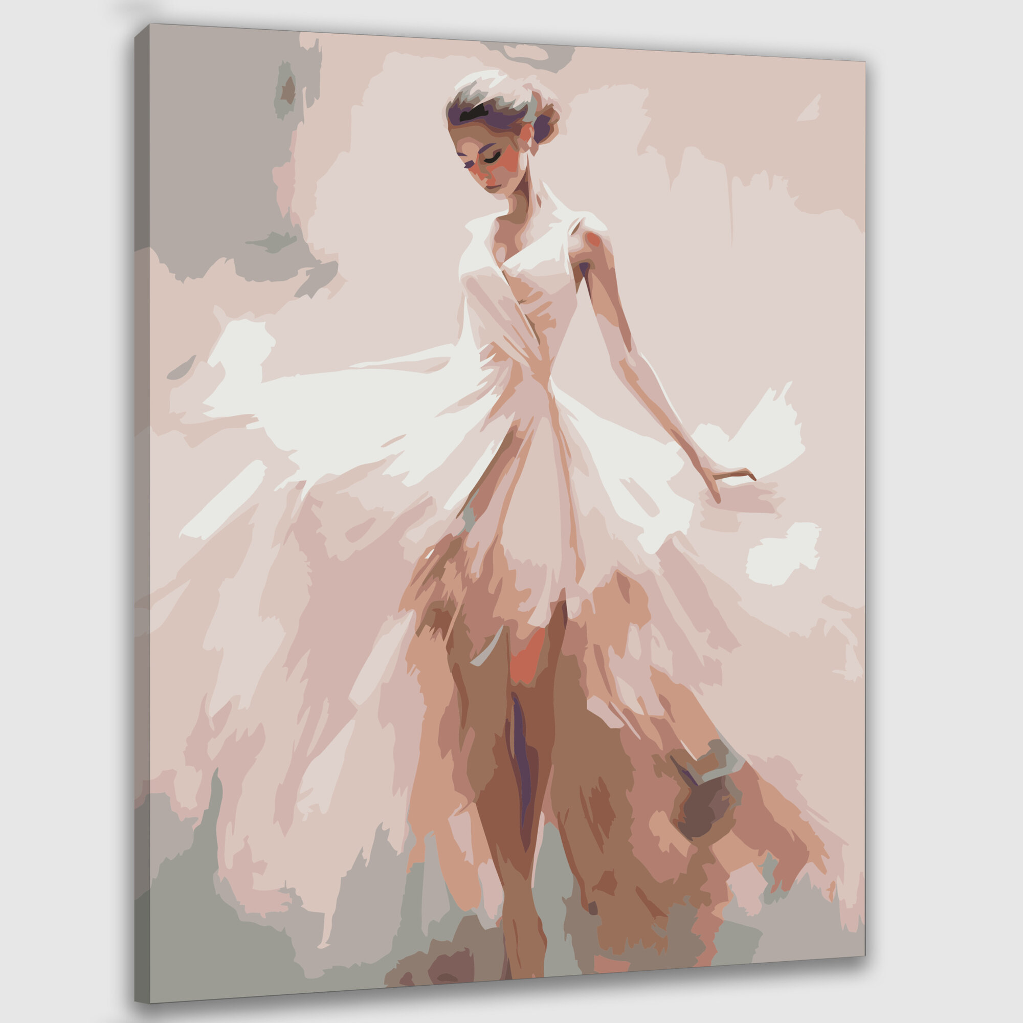 Картина по номерам 40x50 см, балерина, танец нежности, плавные движения, элегантные позы, мягкие пастельные тона