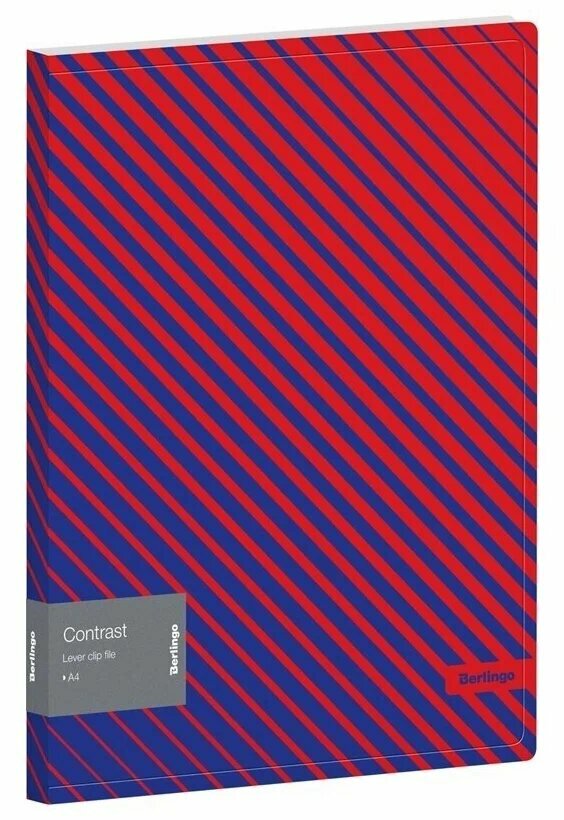 Папка c зажимом Berlingo "Contrast" А4, пластик, 17мм, 600мкм, с внутр. карманом, с рисунком,1шт.
