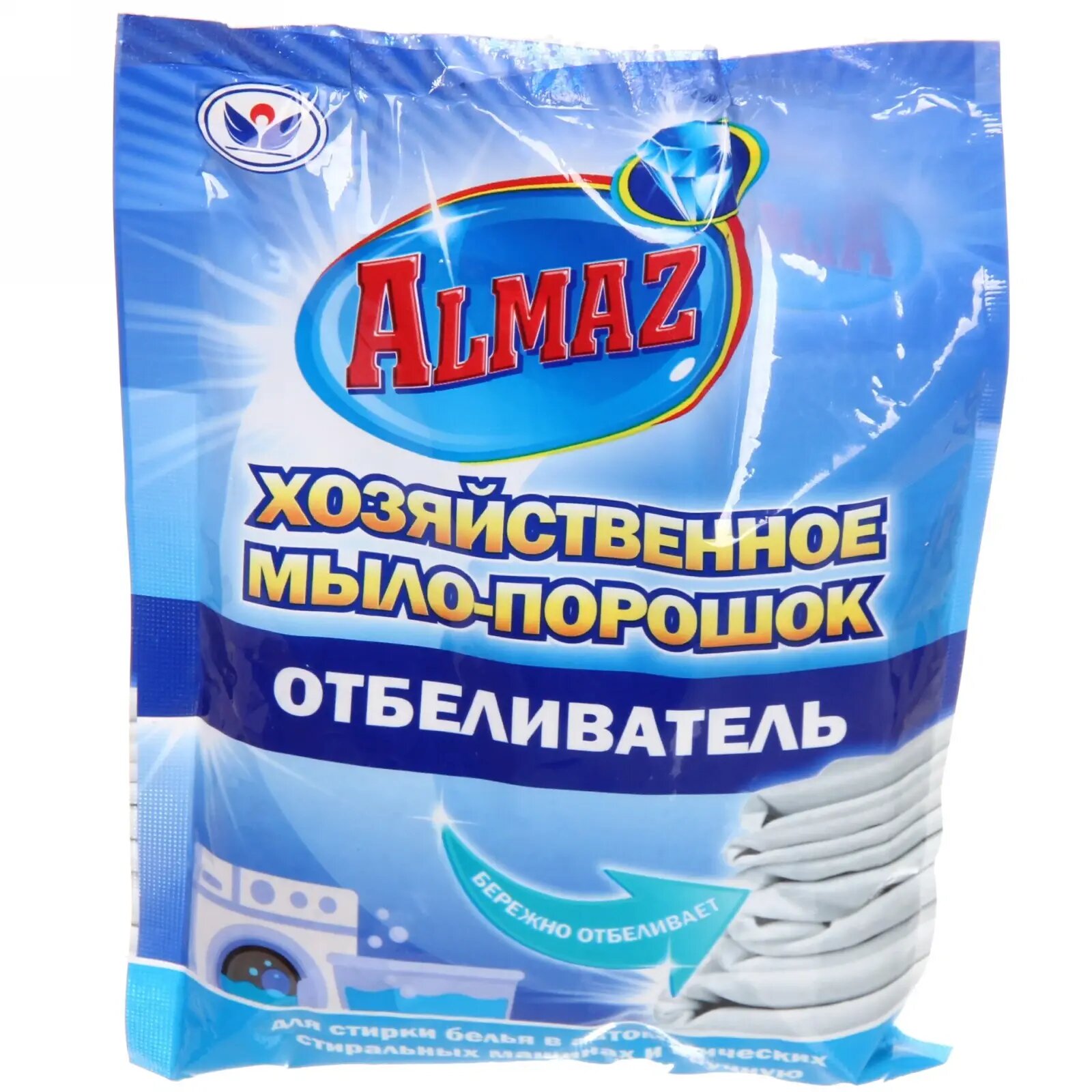 Отбеливающее хозяйственное мыло-порошок ALMAZ 300 г, бережно отбеливает белье