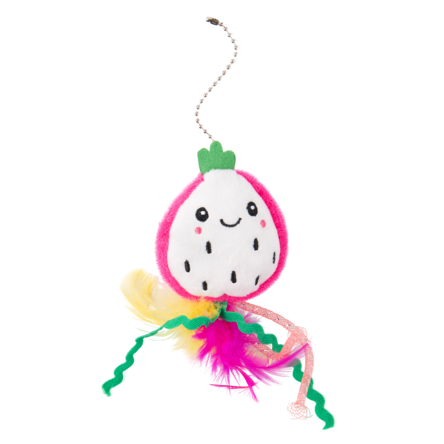 Mr.Kranch Игрушка для кошек Питахайя плюшевая с кошачьей мятой и перышками 19см зеленая