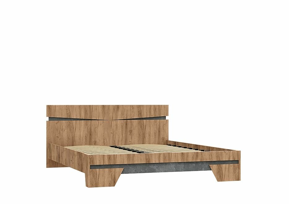 Соренто Кровать 1,6м (Дуб крафт/Бетон темный) (Миф)