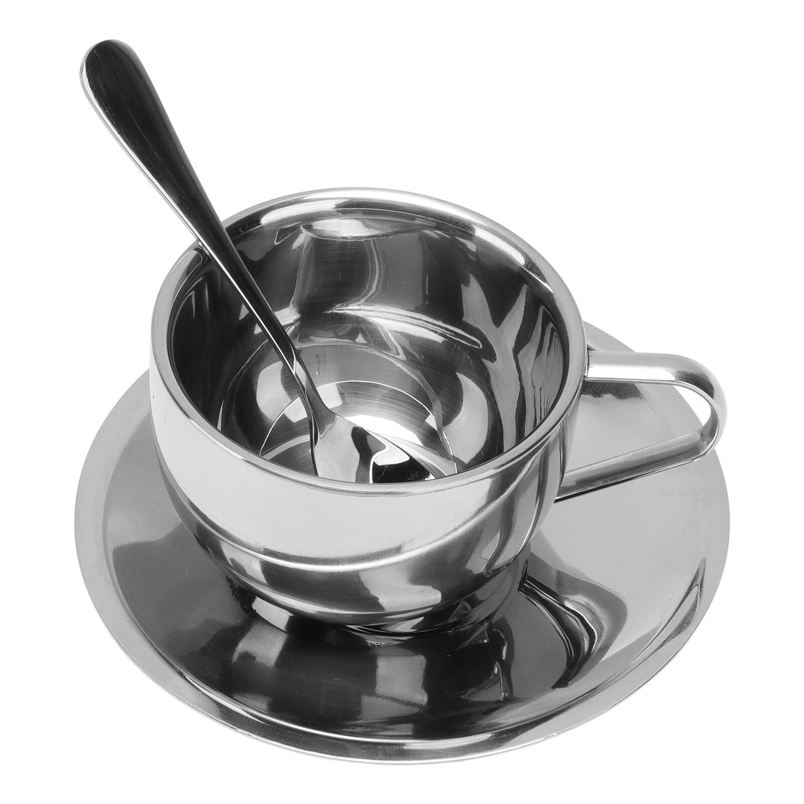 180 мл изолированная кофейная чашка набор 304 Кручки с двумя стенками из нержавеющей стали чайная чашка с блюдкой ложкой