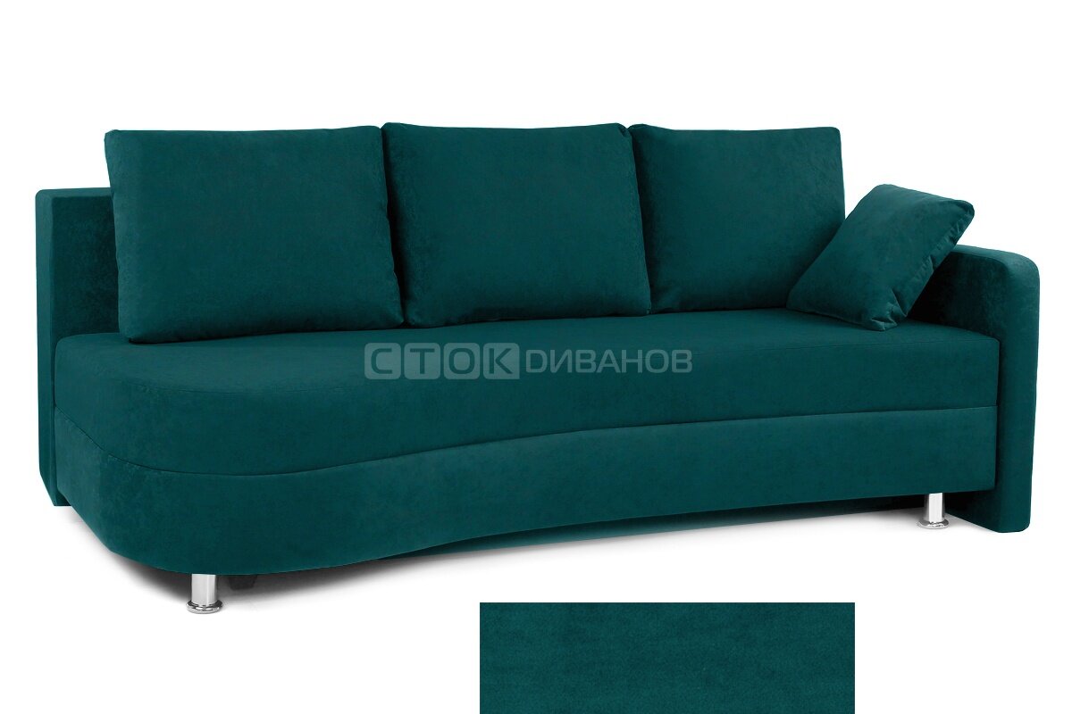 Диван Сток Диванов Фантазия Emerald бирюзовый/зеленый, механизм еврокнижка