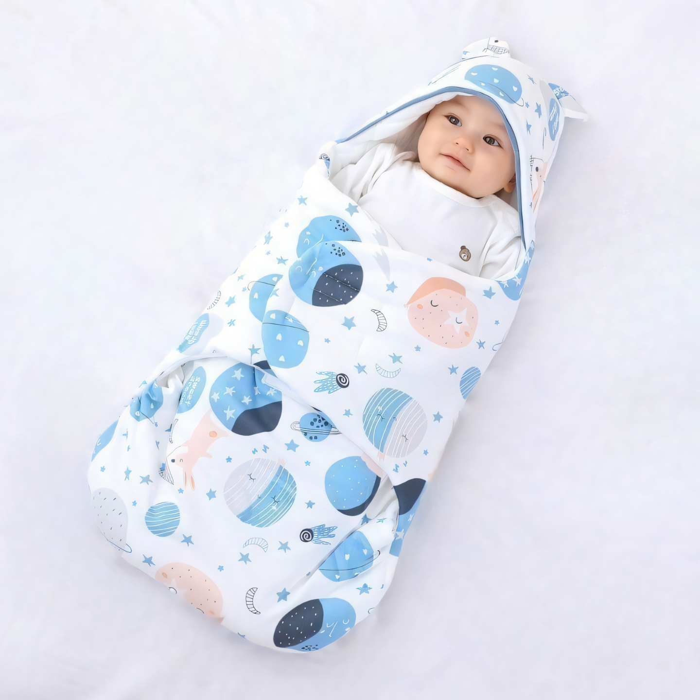 Конверт-кокон Baby Yue Rabbit для новорожденных, с утолщением из хлопчатобумажной ваты, 70 см, голубая планета
