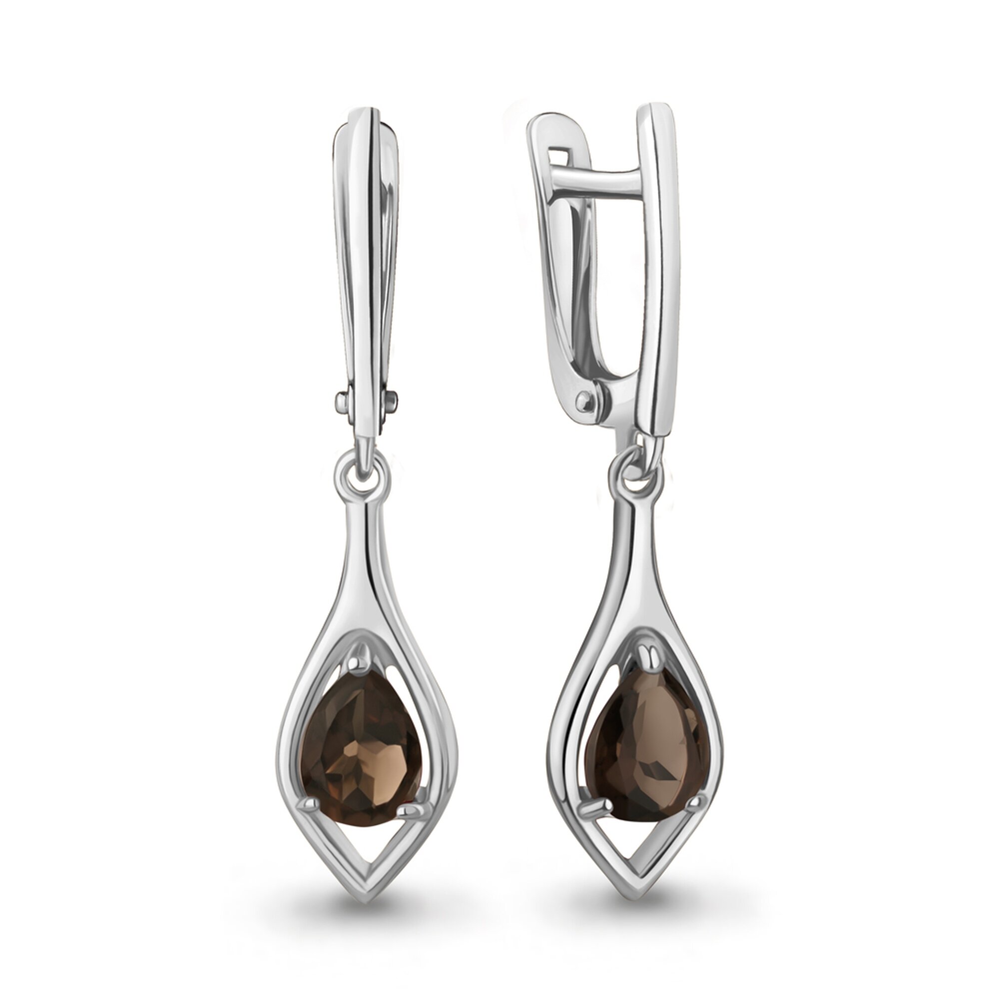 Серьги, серебро, 925 проба, родирование, кварц