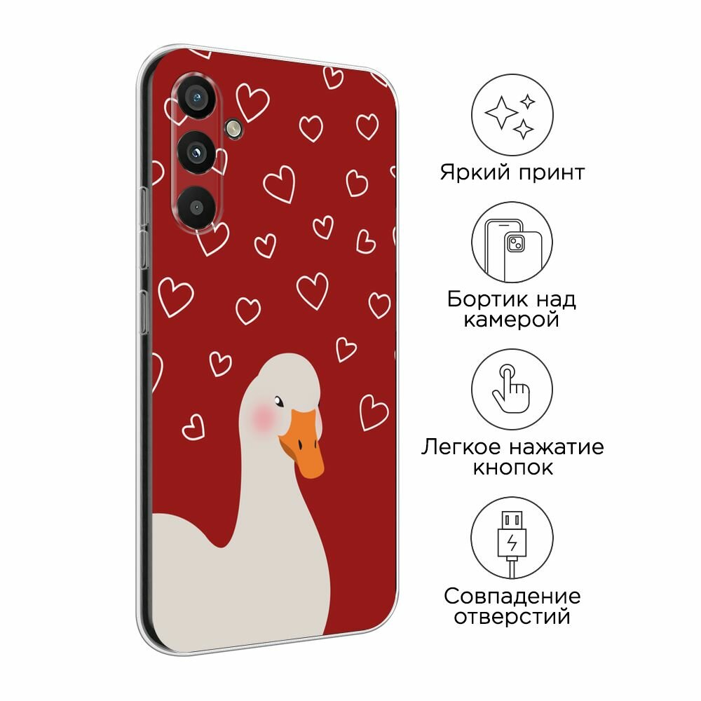 Чехол на Samsung Galaxy A34 / Самсунг A34 с принтом "Влюблённый гусь 1 - 14 февраля" — фото 1