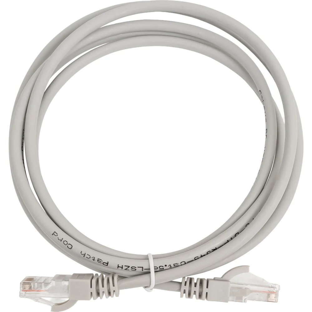 Cabeus Патч-корд U/UTP, категория 5е, 2xRJ45/8p8c, неэкранированный, серый, LSZH, 2м PC-UTP-RJ45-Cat.5e-2m-LSZH