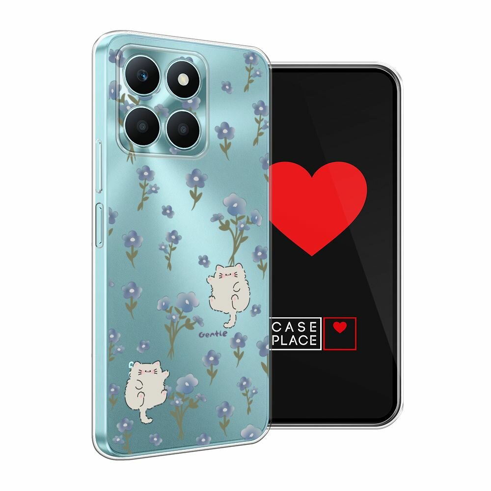 Чехол на Honor X6A / Хонор X6A с принтом "Gentle cats", прозрачный — фото 1