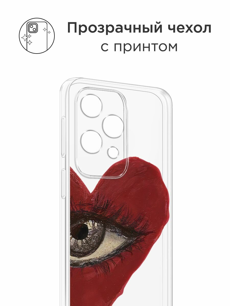 Чехол на Samsung Galaxy Note 9 / Самсунг Галакси Нот 9 с принтом "Большое сердце с глазом", прозрачный — фото 1