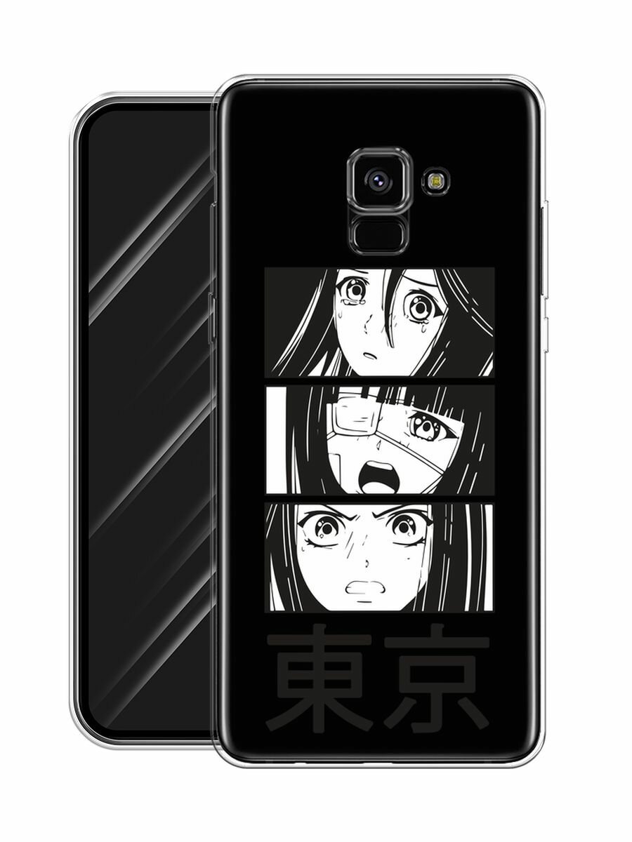 Чехол на Samsung Galaxy A8 + / Самсунг Галакси А8 Плюс 2018 с принтом "Tokyo girls", прозрачный — фото 1